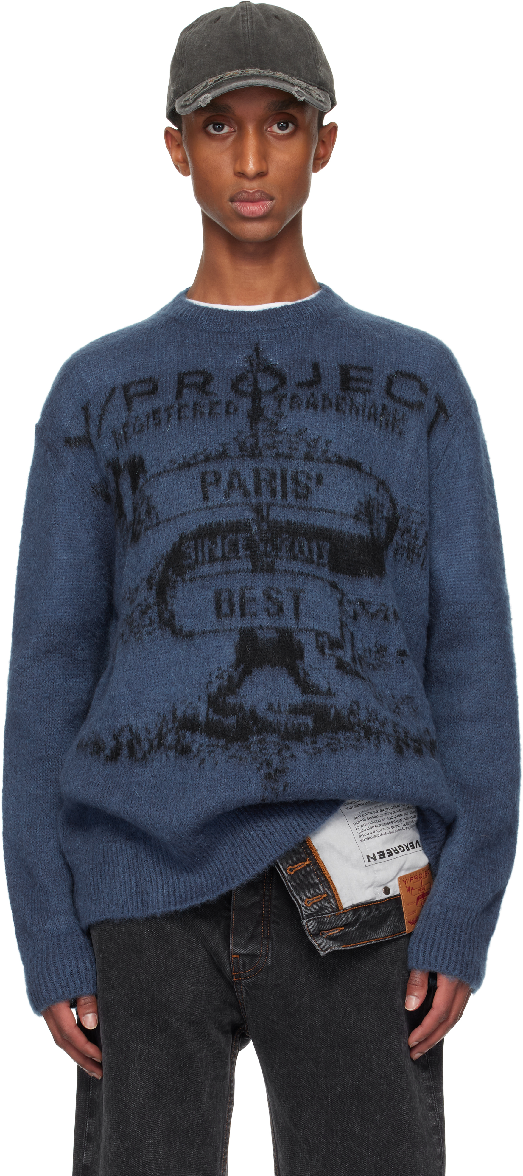 Buy Y/project Paris' Best Jacquard Sweater - Dark Blue At 60% Off